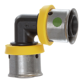 Viega PEX Press 90° elbow, polymer, P1: ½, P2: ½ — TanklessWaterHeaters