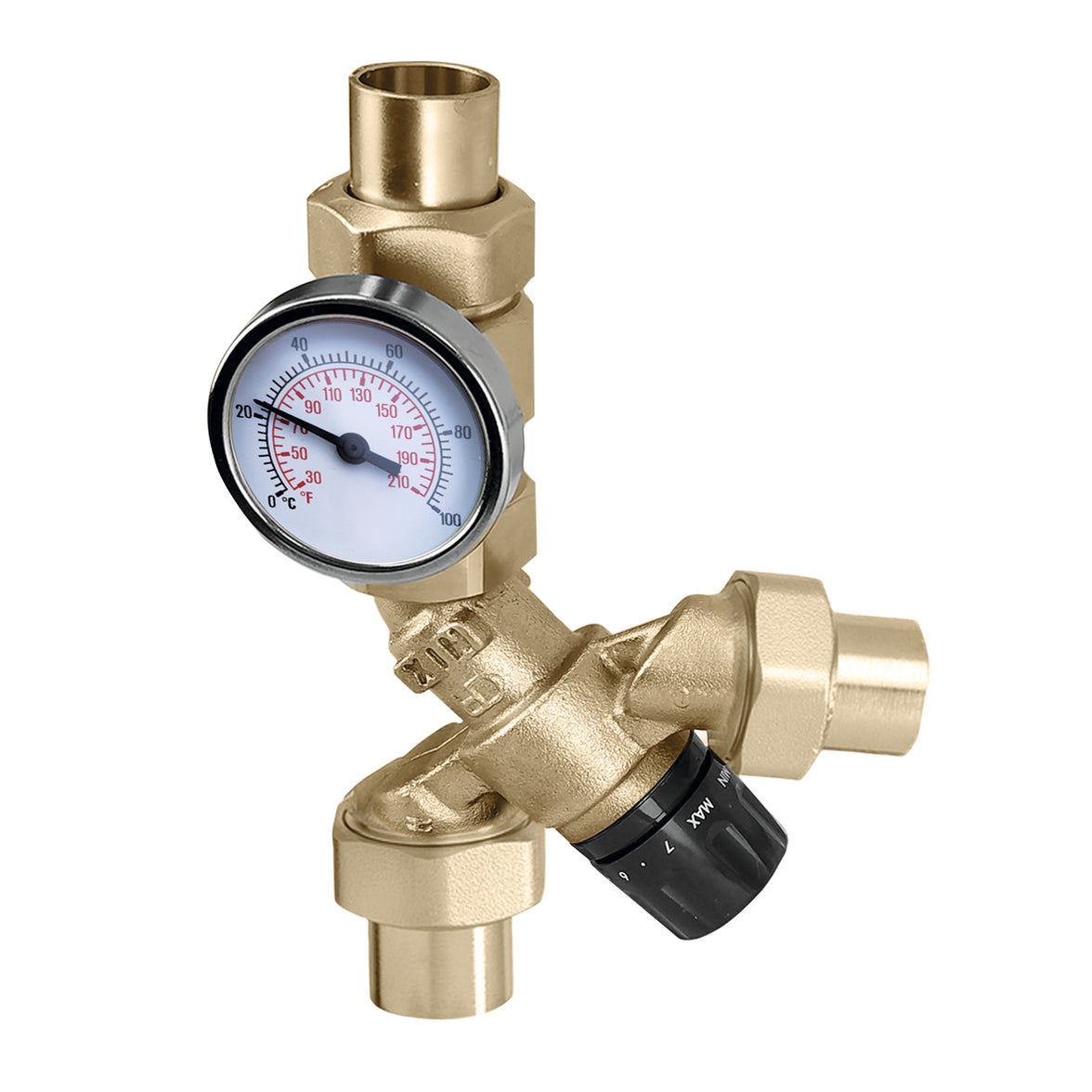 Caleffi AngleMix™ 3- Way Mixing valve 3/4" Press w/Check,Gaug ...